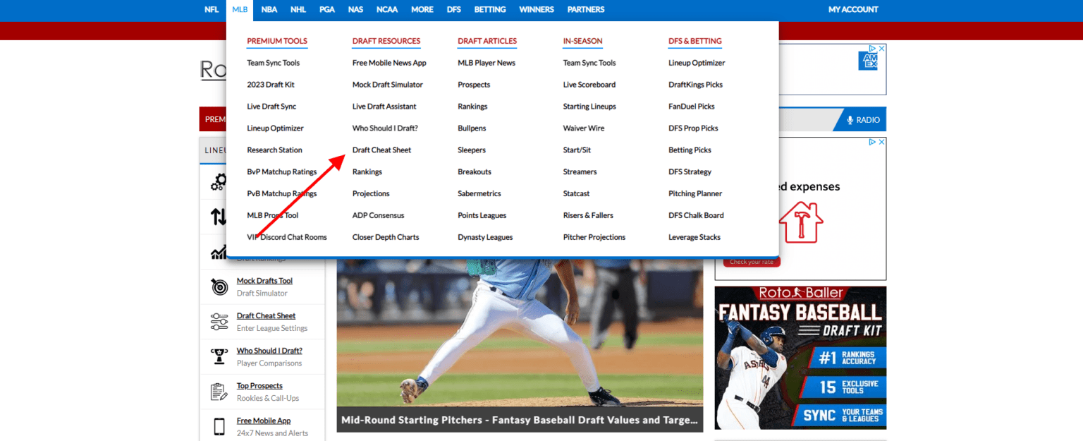 Free Fantasy Baseball Draft Cheat Sheets