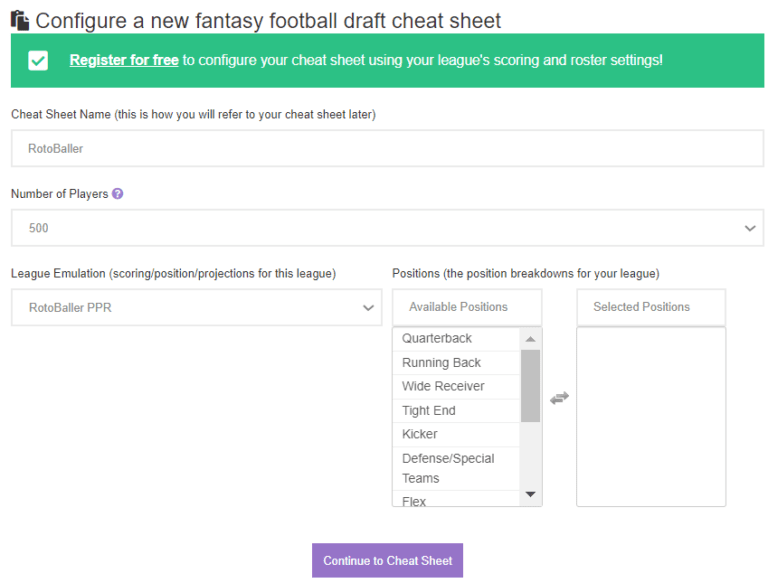Create Your Fantasy Football Draft Cheat Sheets (2024) | Fantasy News